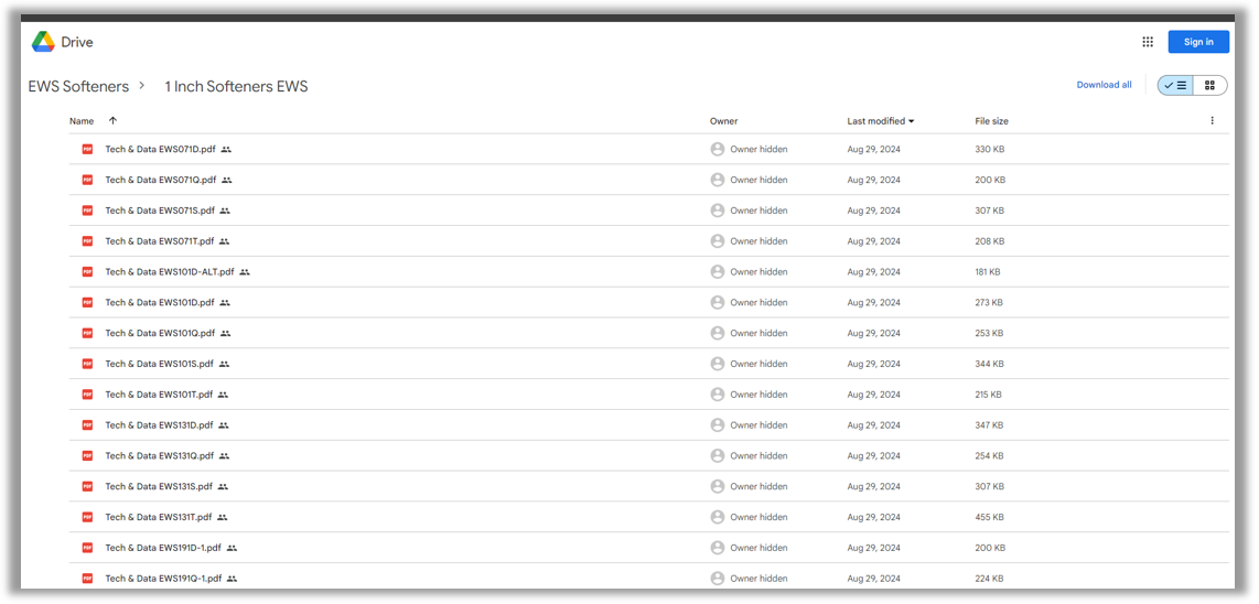 Technical Data Sheets – EcoWater Systems