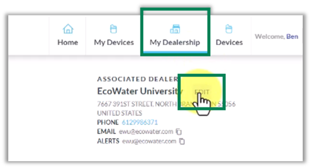 Hydrolink™ Home - How to Edit Dealership Information – EcoWater Systems