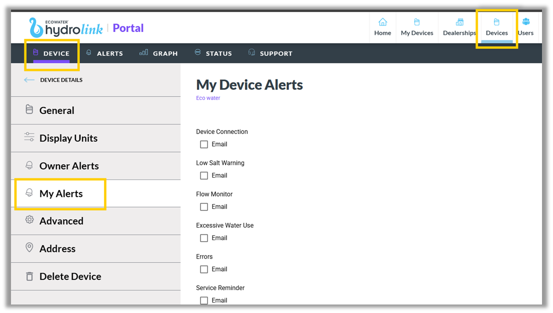 Hydrolink™ Home - Skipping Alert Notifications During Initial Setup – EcoWater Systems