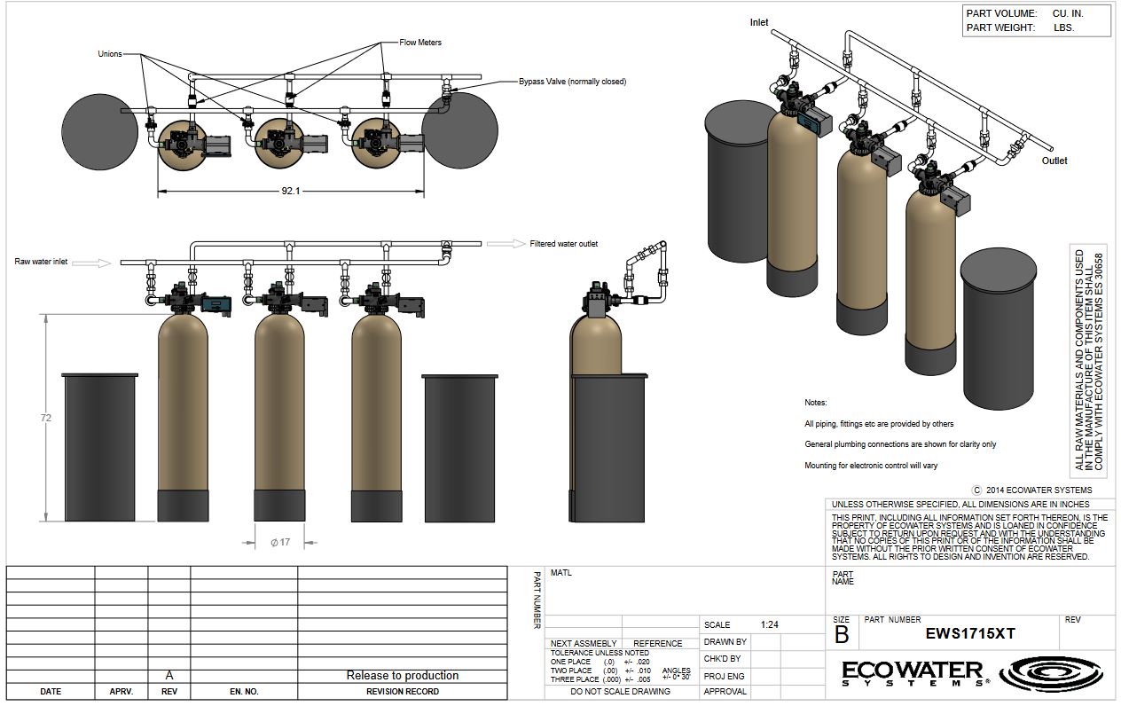 EWS1715XT - Installation Drawing – EcoWater Systems