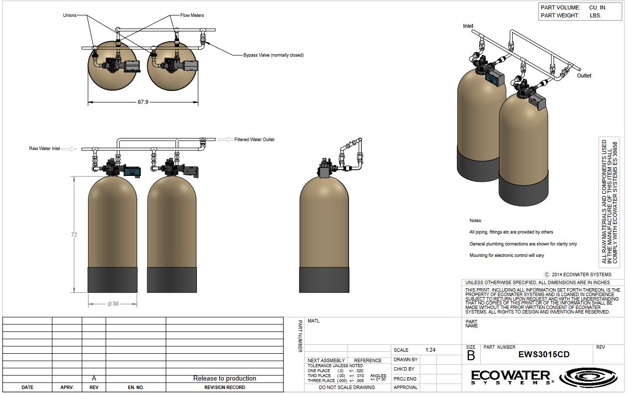 EWS3015CD - Installation Drawing – EcoWater Systems
