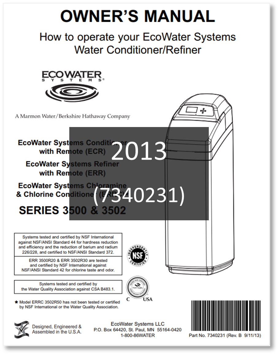 3500 & 3502 Conditioner Manual – EcoWater Systems